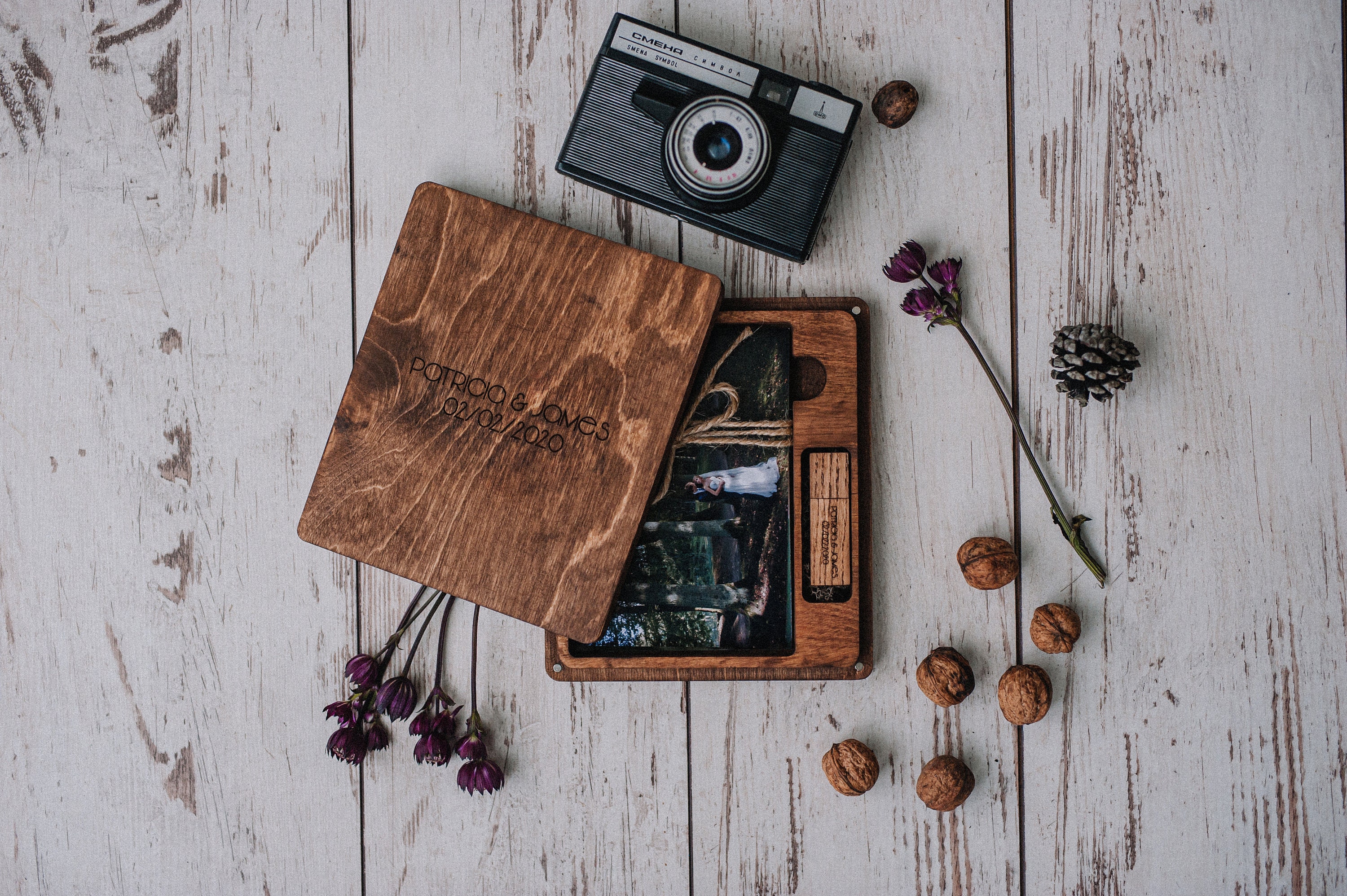 10x15cm 4x6 Rustic Wooden Photo Box. Couple Memory Box With | Etsy