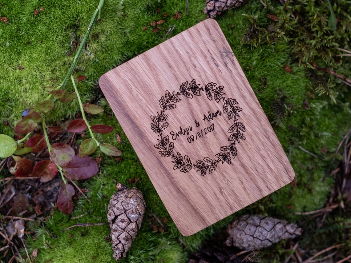 Natural Oak Solid Wood USB Box With Natural Oak USB Drive (optional ...