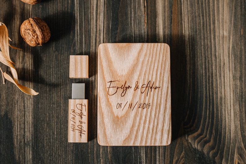 Natural Ash Solid Wood USB Box With Natural Ash USB Drive (optional ...