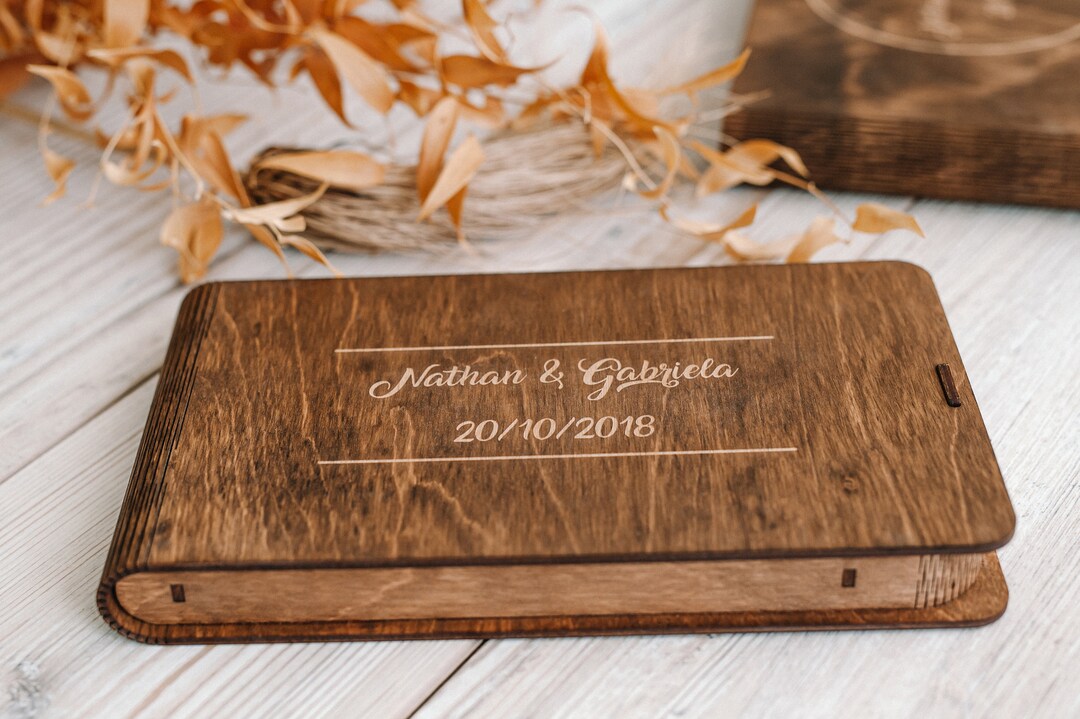 13x18cm 5x7 Rustic Wooden Photo Box. Couple Memory Box With USB. Rustic ...