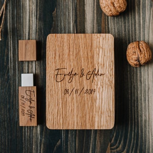 Natural Oak Solid Wood USB Box With Natural Oak USB Drive (optional ...