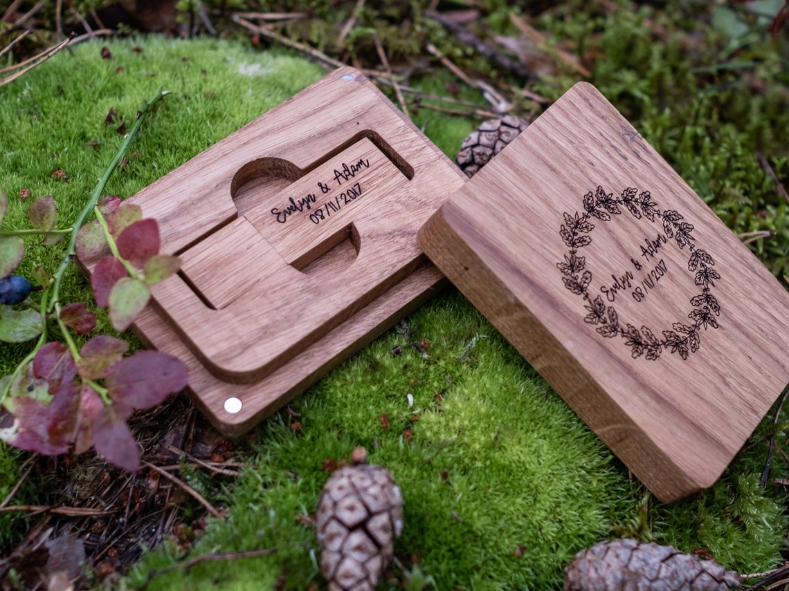 Natural Oak Solid Wood USB Box With Natural Oak USB Drive (optional ...