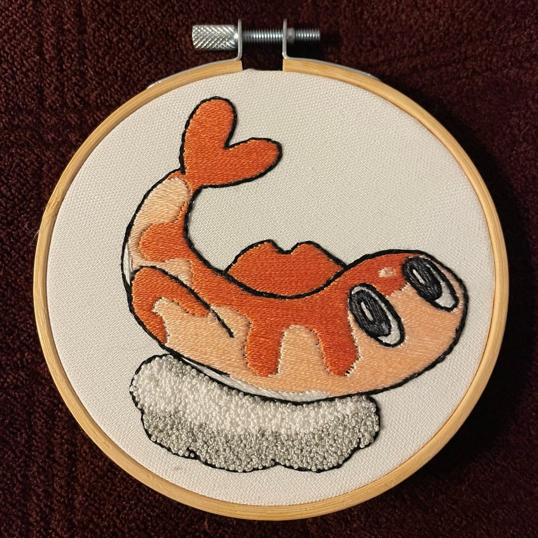 Sashimi the Tatsugiri: Handmade Handstitched Pokémon Embroidery Hoop ...