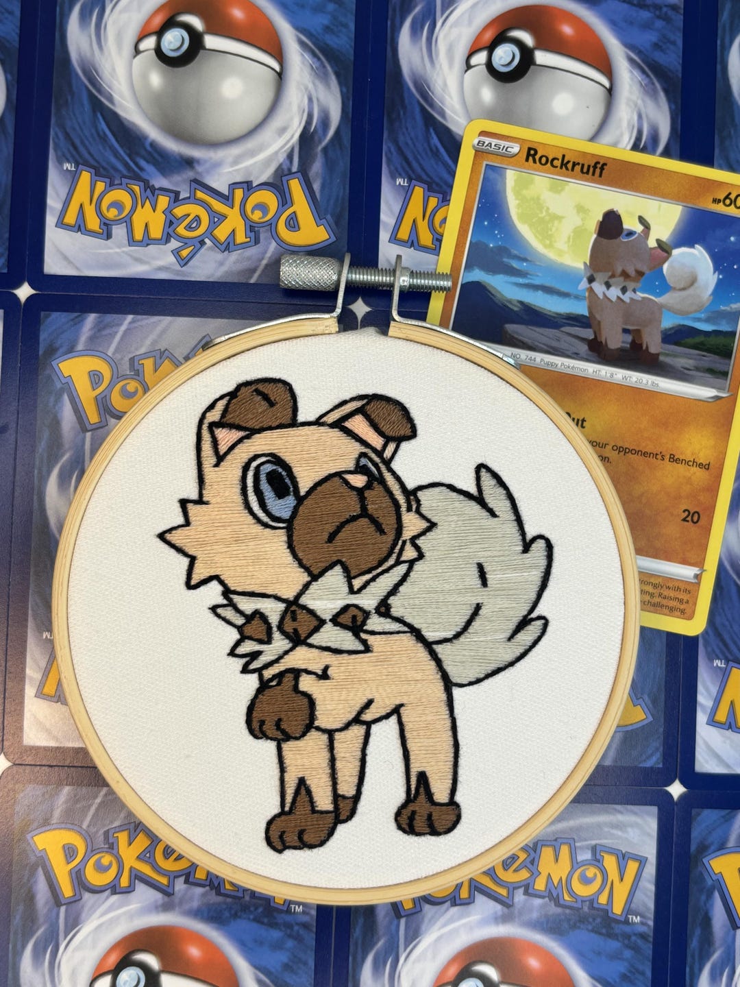 Rockruff Embroidery - Ramona the Rockruff; 4 Inches in Diameter Pokémon ...