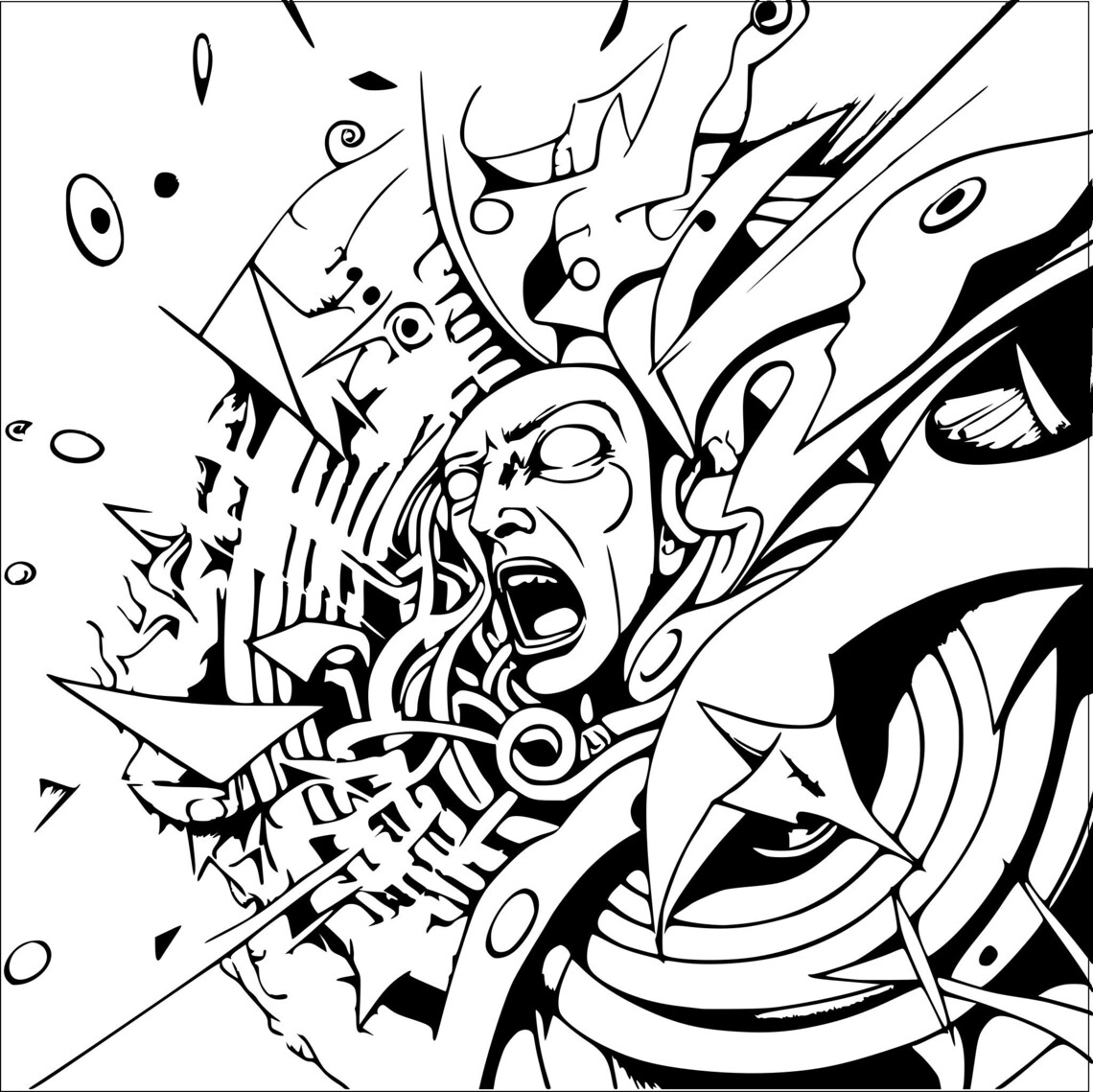 Printable Weird Adult Coloring Page, Chaotic Screaming Mask Face - Etsy