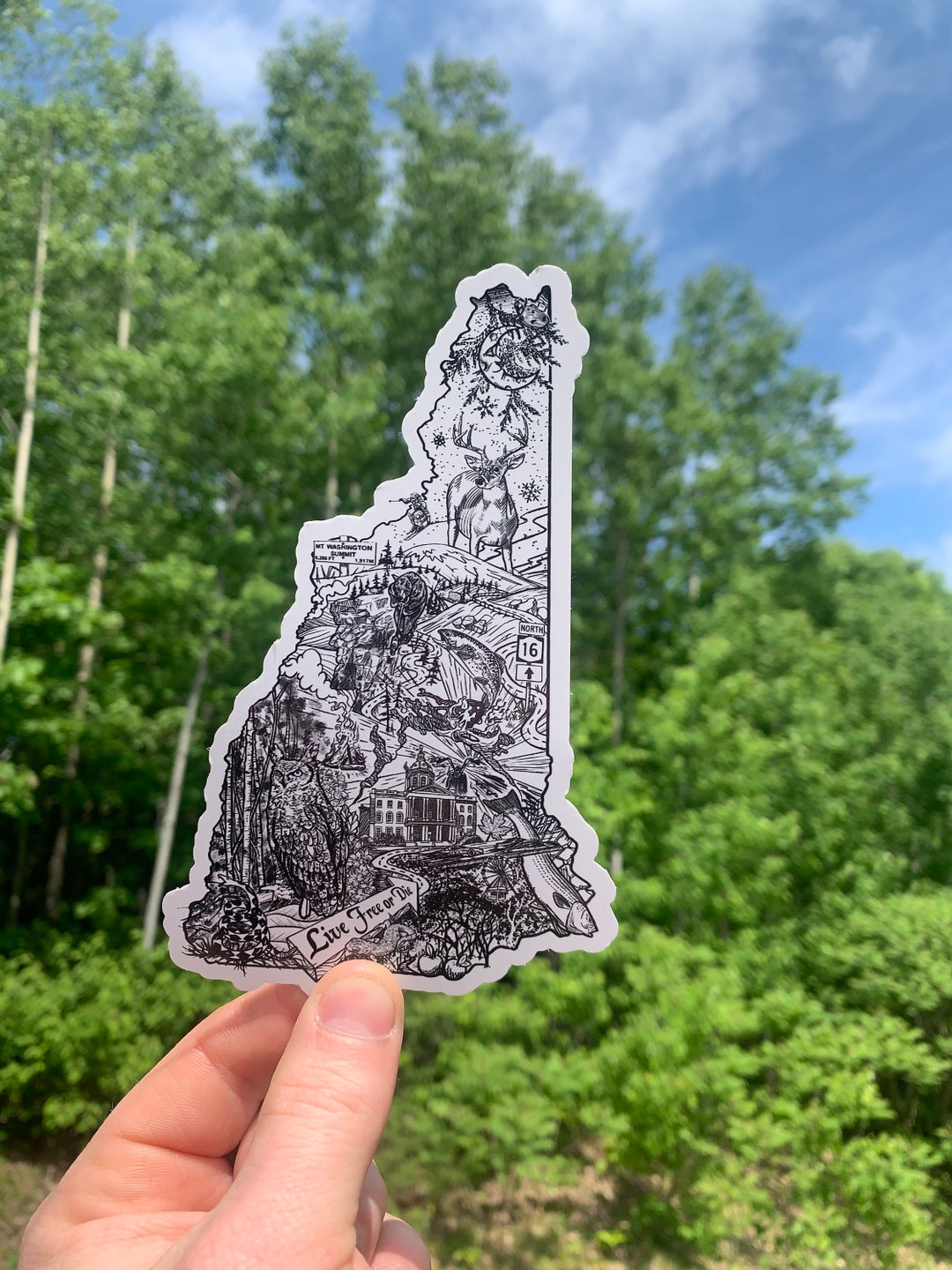 New Hampshire Sticker, New Hampshire Decal, New Hampshire Mountains ...