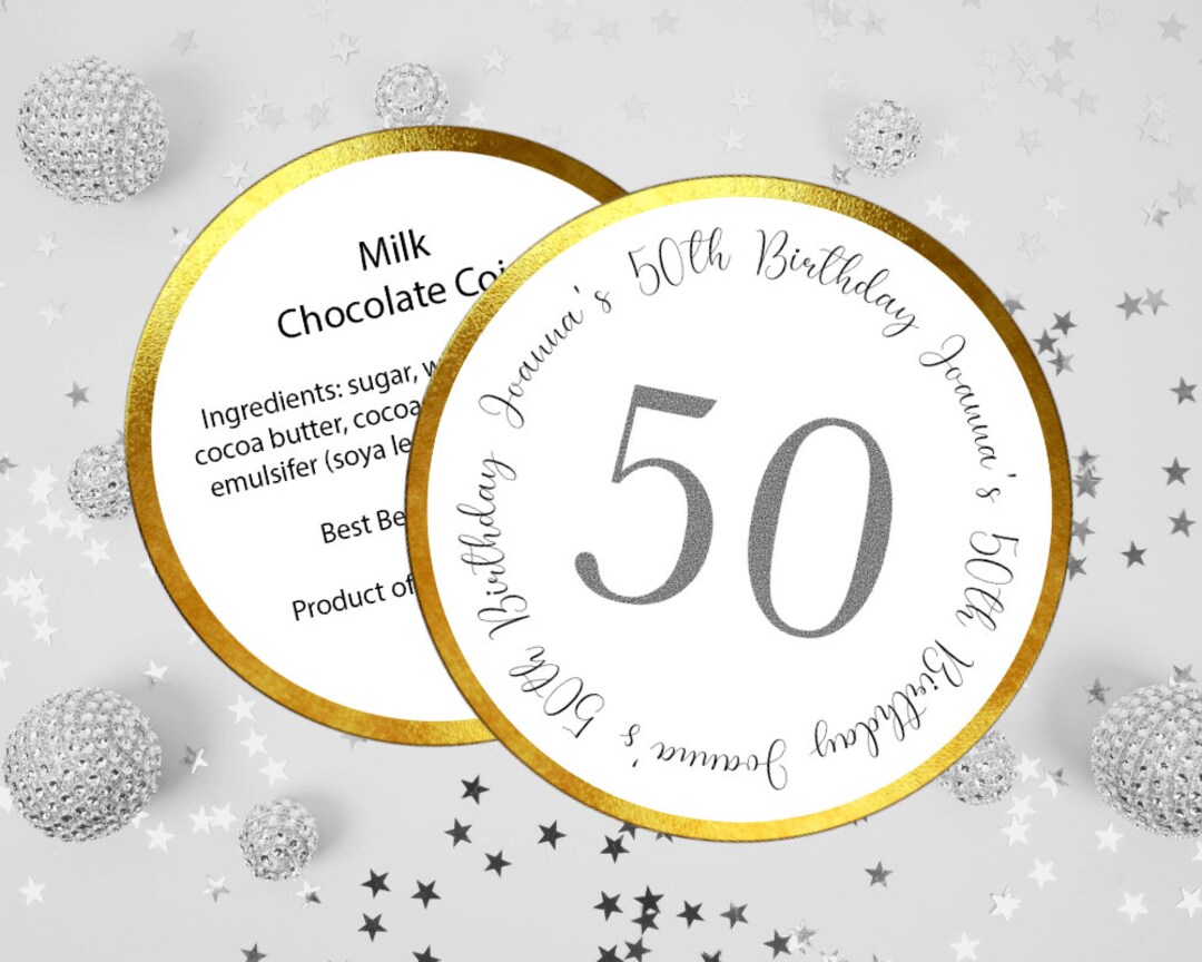 50th Birthday Chocolate Coins 50th Birthday Coin 50th Birthday ...