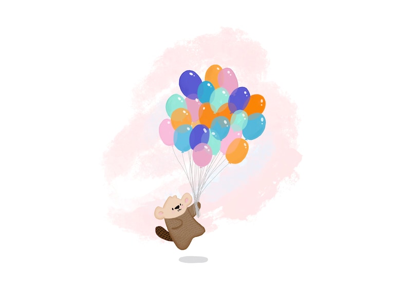 Globos de cumpleaños Lindo y único personaje de nutria / A2 4.25x5.5in ...