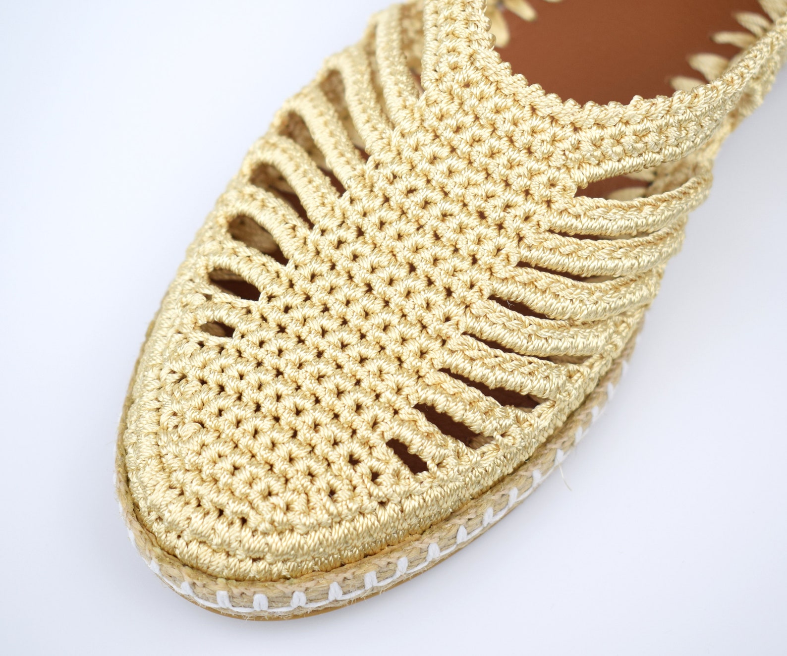 Women Cream Color Knitting Shoes, Flat Comfortable Hand-knitted Shoes ...