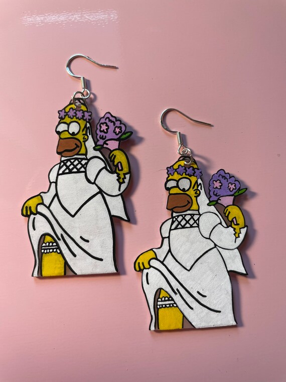 Homer Simpson Bride Inspired Dangle and Drop Earrings - Etsy Australia