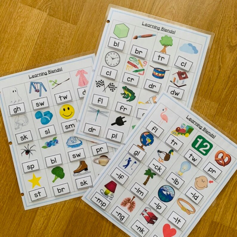 Learning Blends Game: Phonics Worksheet, Homeschool Activity - Etsy