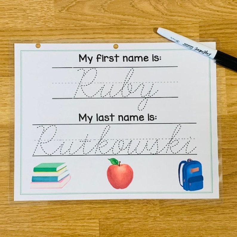 Personalized Cursive Name Tracing Page: Homeschool Handwriting Practice ...