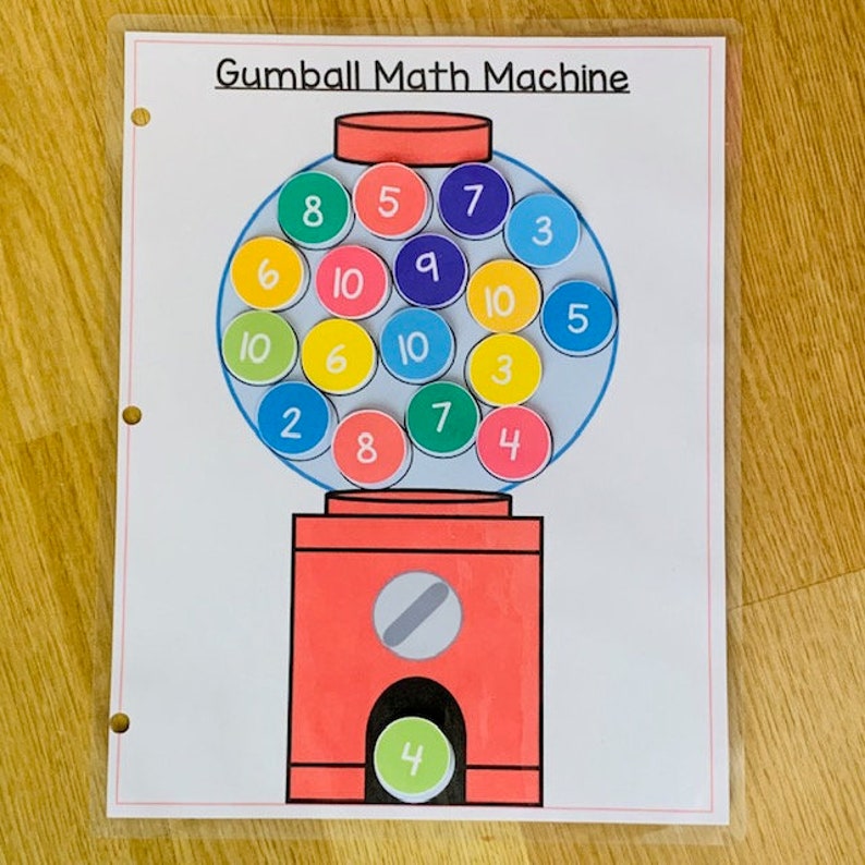 Gumball Math Machine: Kindergarten Learning Game - Etsy