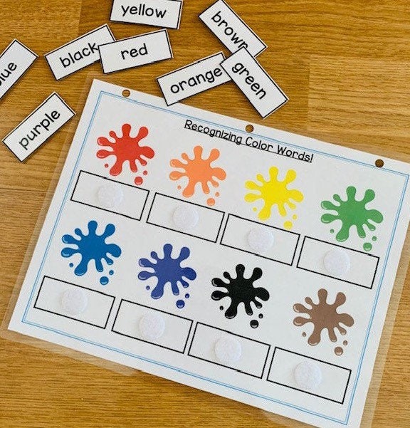 Recognizing Color Words Learning Color Words Kindergarten - Etsy