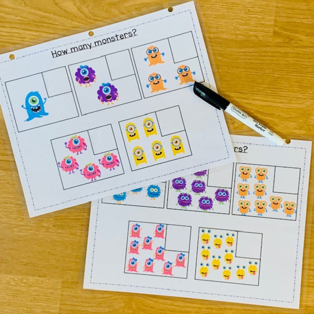 Kindergarten Math Concepts, Count and Write Activity Page, Kindergarten ...