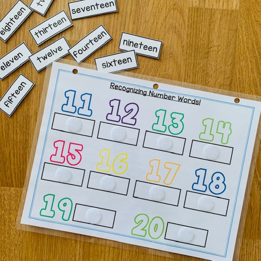 Recognizing Number Words 11-20, Number Word Recognition, Kindergarten ...