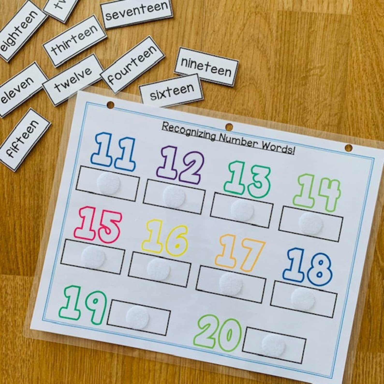 Recognizing Number Words 11-20 Number Word Recognition - Etsy