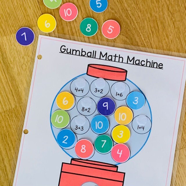 Gumball Math Machine: Kindergarten Learning Game - Etsy