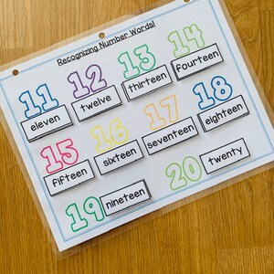 Recognizing Number Words 11-20, Number Word Recognition, Kindergarten ...