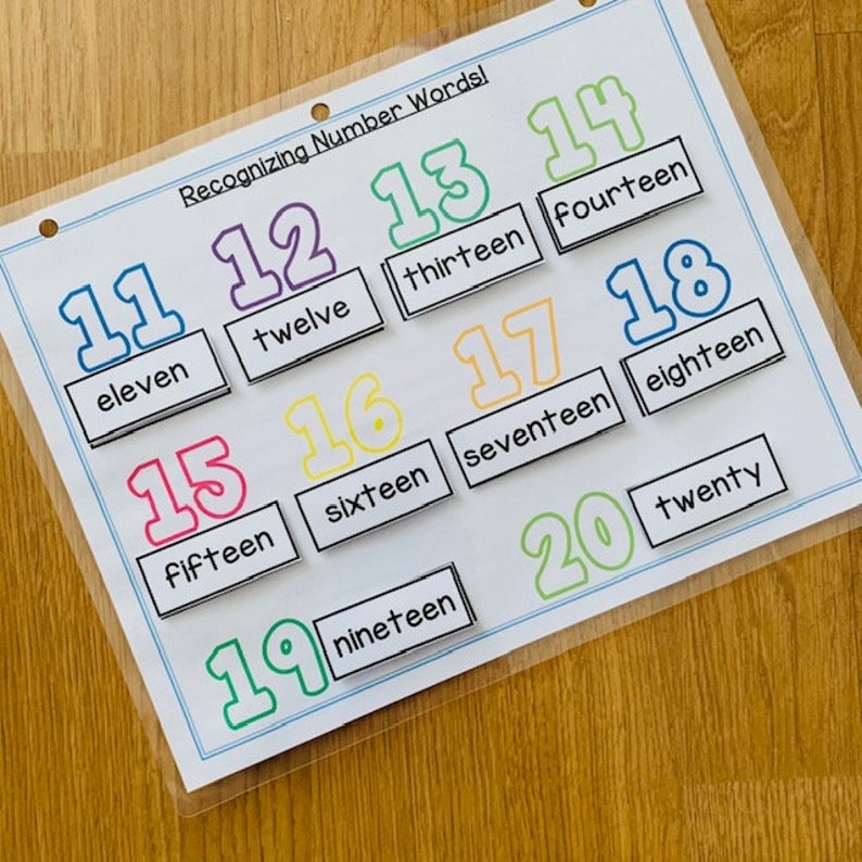 Recognizing Number Words 11-20 Number Word Recognition - Etsy