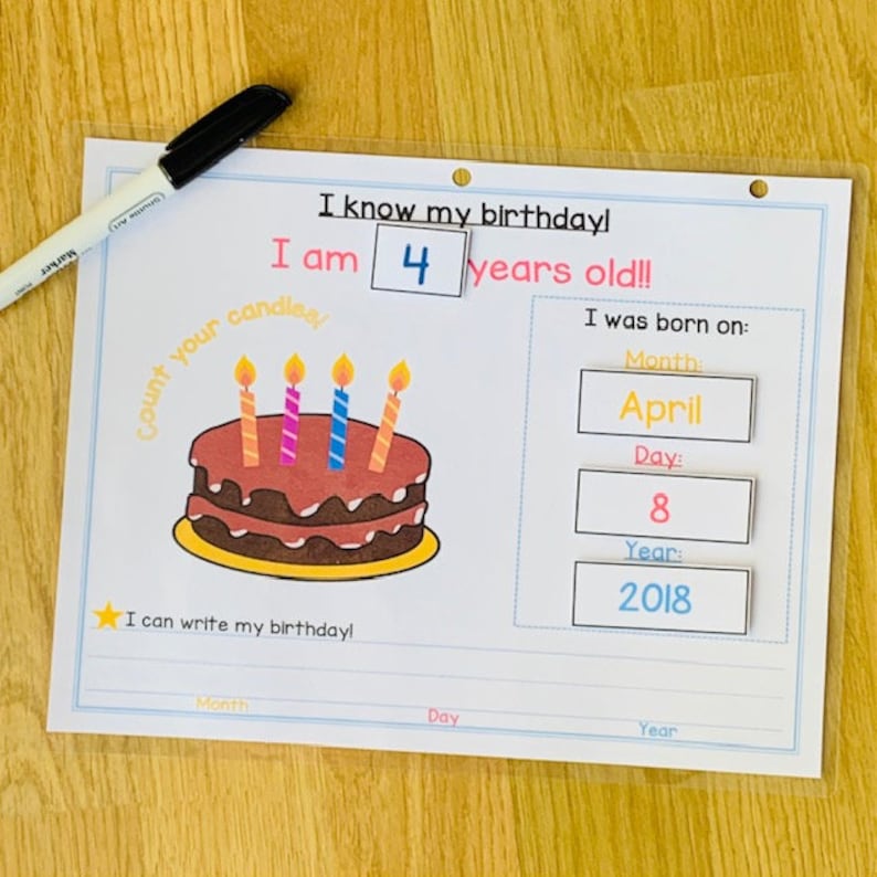 Birthday Learning Activity: Homeschool Game, Date of Birth Worksheet - Etsy