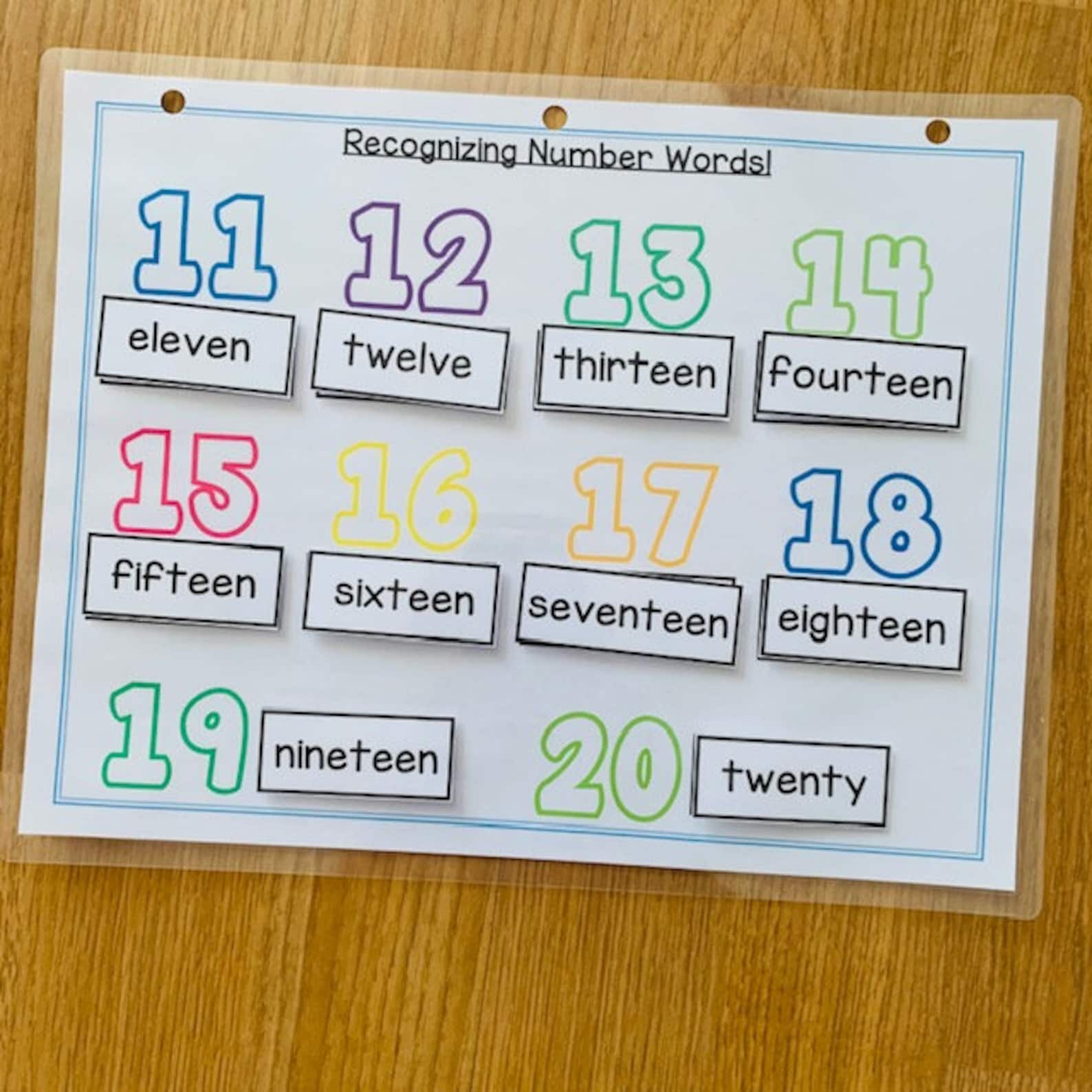 Recognizing Number Words 11-20 Number Word Recognition - Etsy UK