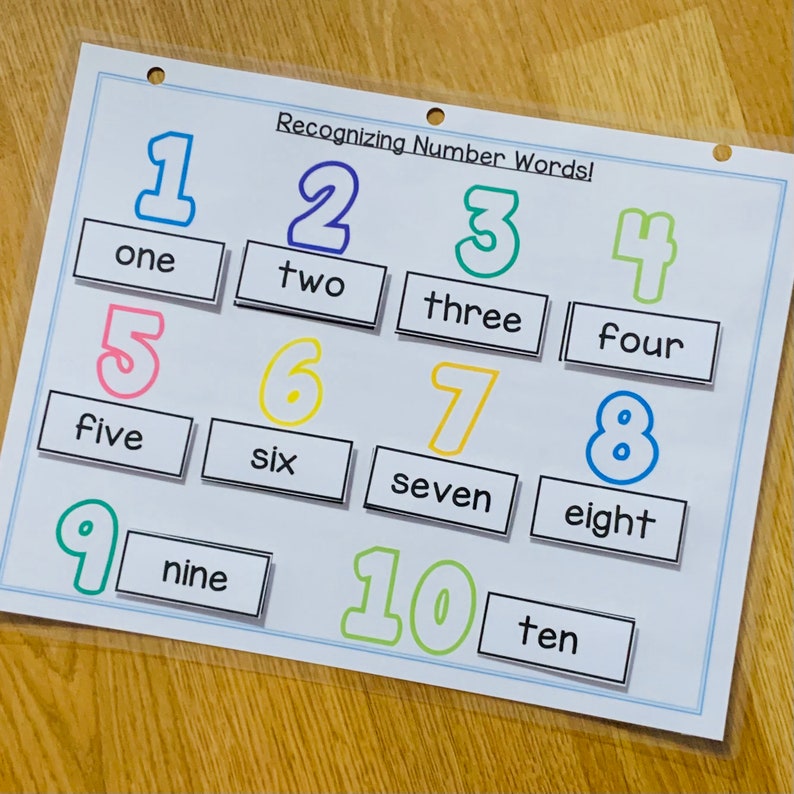 Number Words Learning Game: Kindergarten Homeschool Activity - Etsy