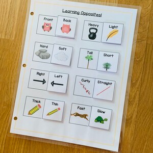 Learning Opposites, Opposites Activity Page, Kindergarten Curriculum ...