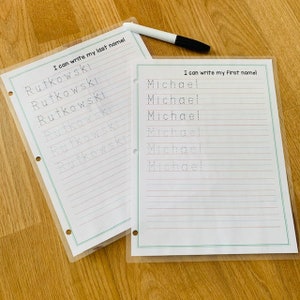 First and last name handwriting practice Kindergarten | Etsy