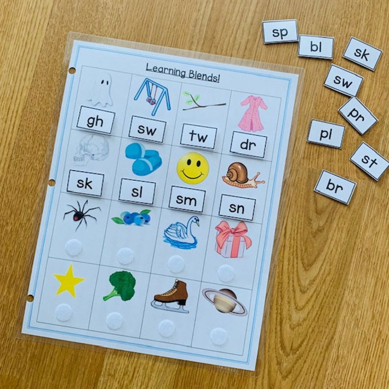 Learning Blends Game: Phonics Worksheet, Homeschool Activity - Etsy