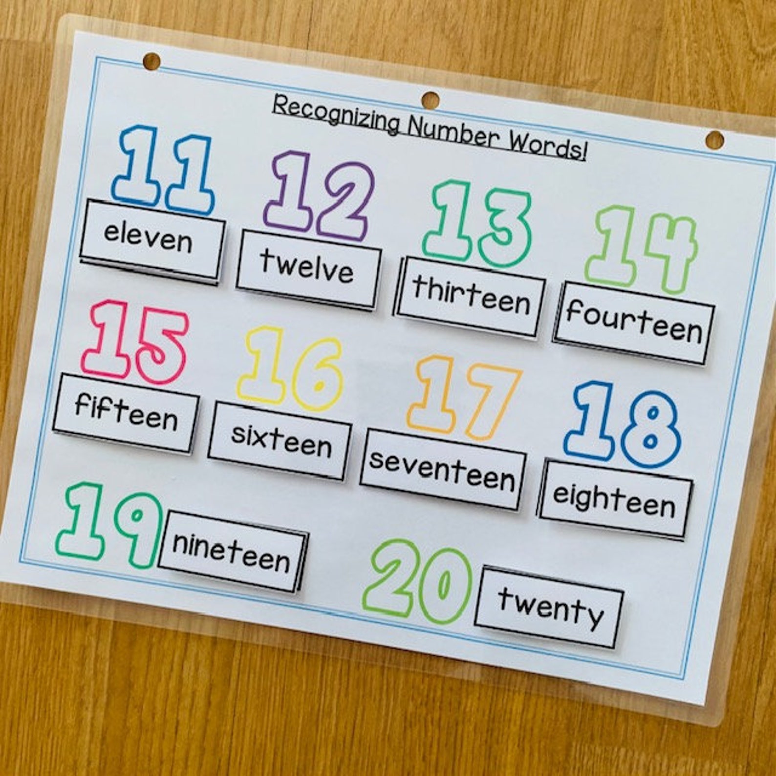 Recognizing Number Words 11-20 Number Word Recognition - Etsy