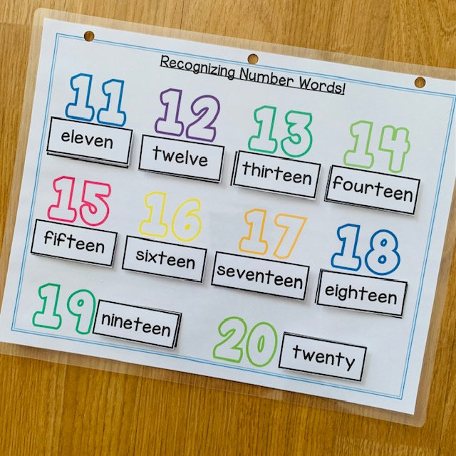 Recognizing Number Words 11-20 Number Word Recognition - Etsy
