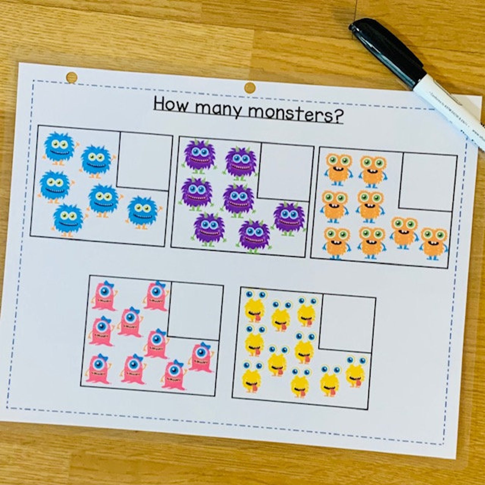 Kindergarten Math Concepts Count and Write Activity Page - Etsy
