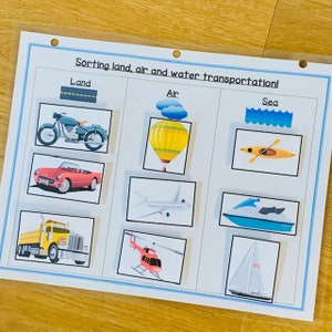 Land, Air and Sea Animals, Land, Air and Water Transportation Activity ...