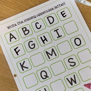 Missing Letters Activity Page, Letter Recognition and Tracing ...