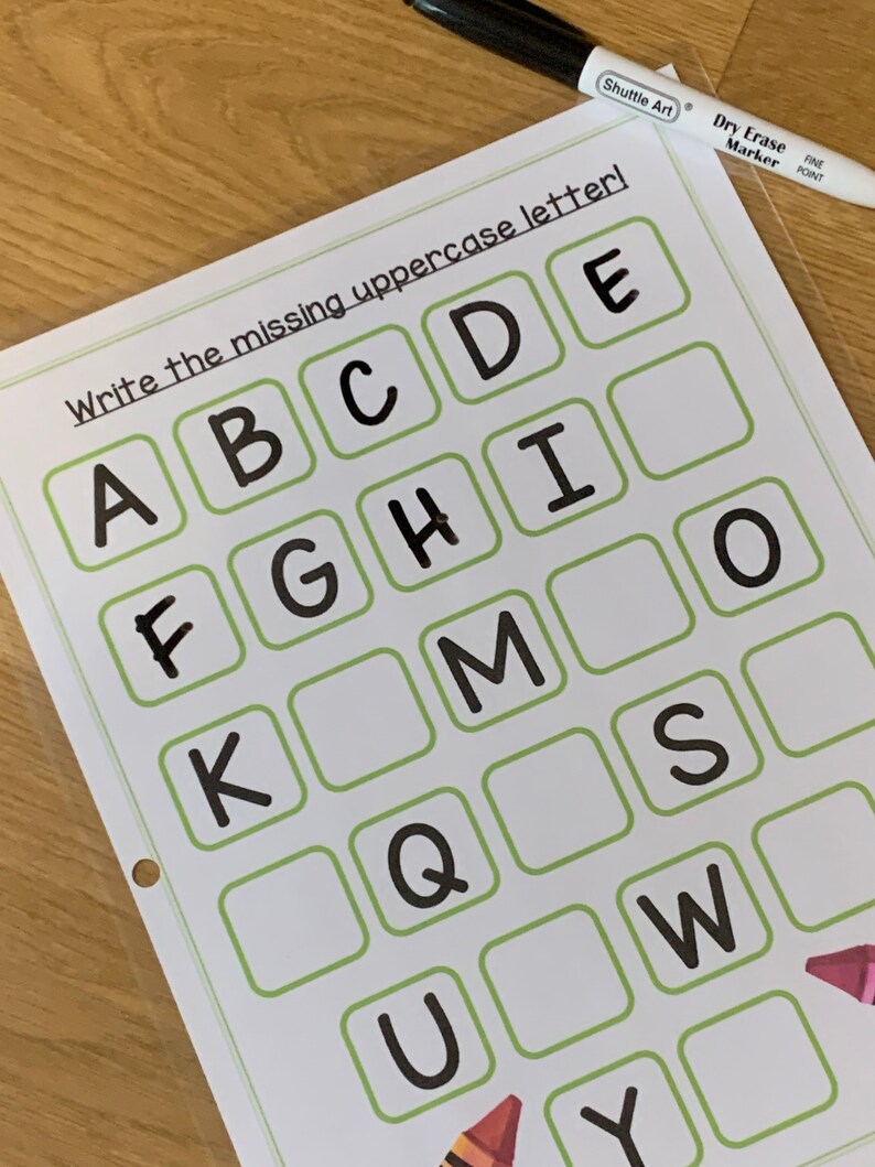 Missing Letters Activity Page Letter Recognition and Tracing | Etsy