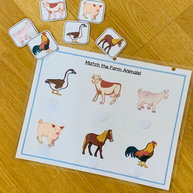 Matching Farm Animals Preschool Matching Game Preschool | Etsy