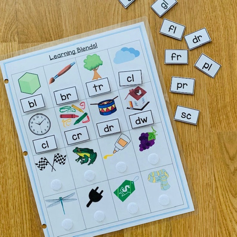 Learning Blends Game: Phonics Worksheet, Homeschool Activity - Etsy