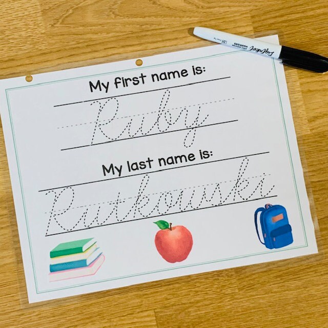 Personalized Cursive Name Tracing Page: Homeschool Handwriting Practice ...