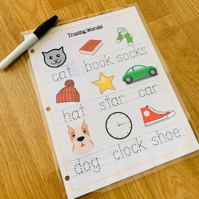Tracing Words Activity Page Handwriting Practice Preschool - Etsy