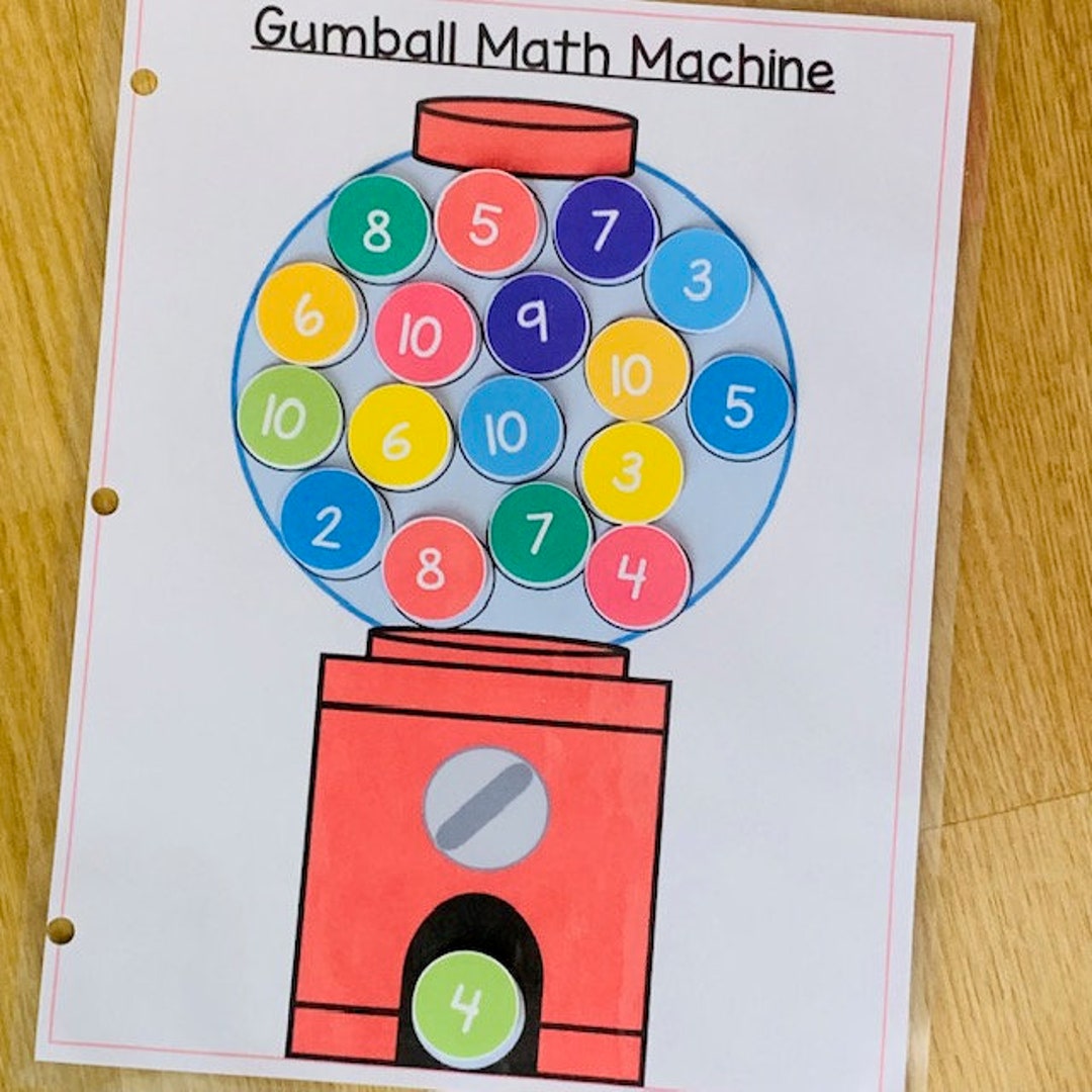 Gumball Math Machine: Kindergarten Learning Game - Etsy