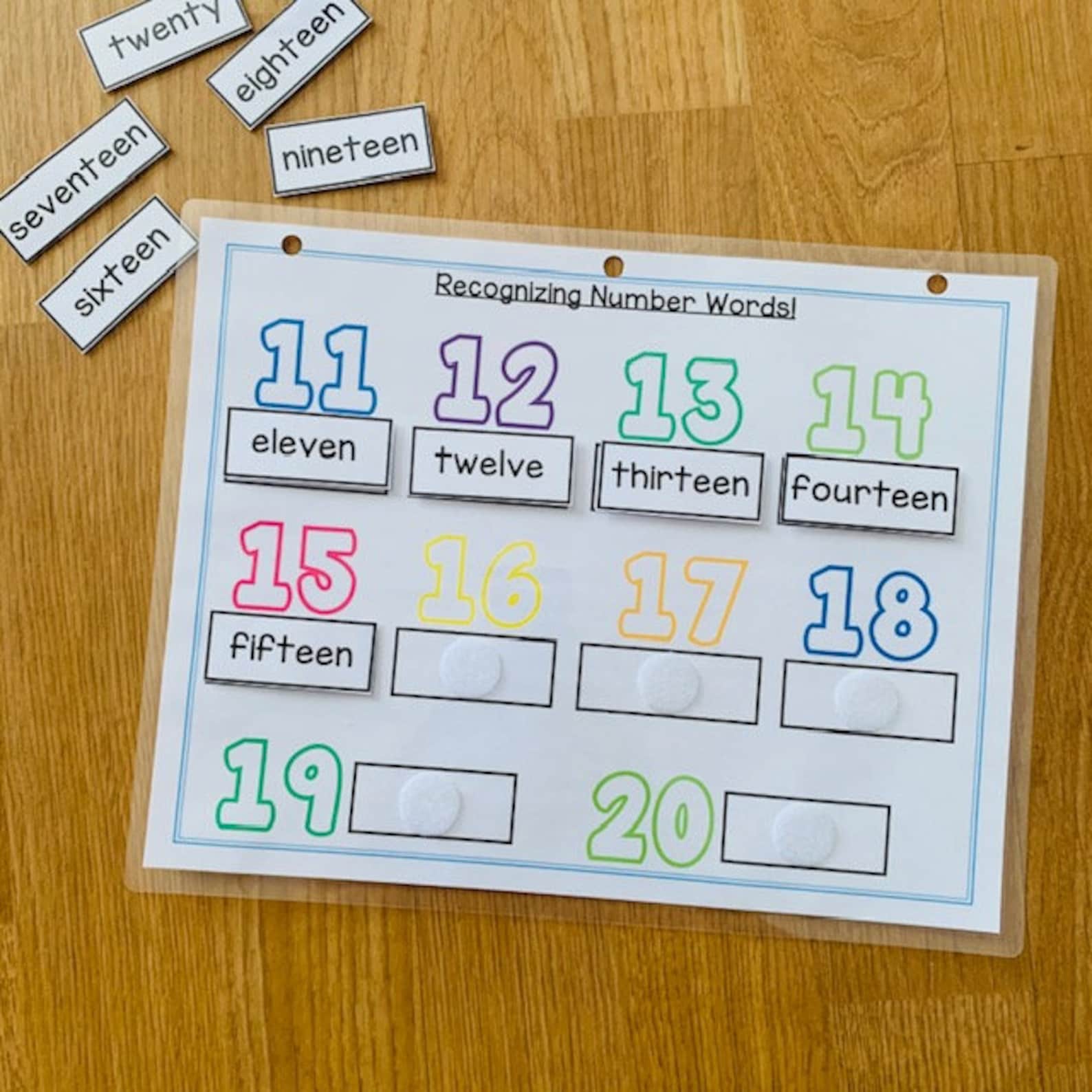 Recognizing Number Words 11-20 Number Word Recognition - Etsy
