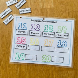 Recognizing Number Words 11-20, Number Word Recognition, Kindergarten ...