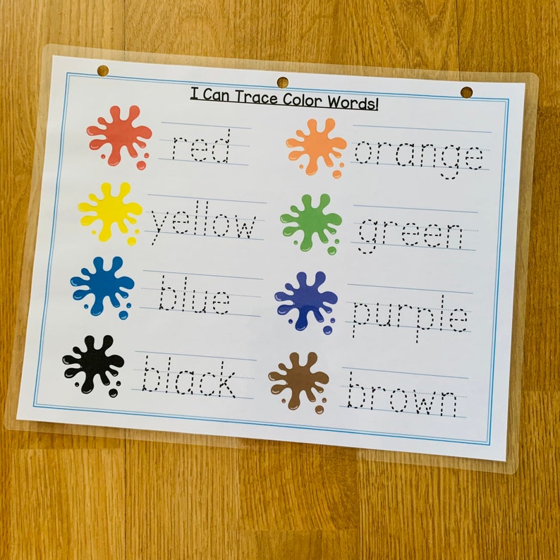 Tracing Color words Preschool writing Kindergarten writing | Etsy
