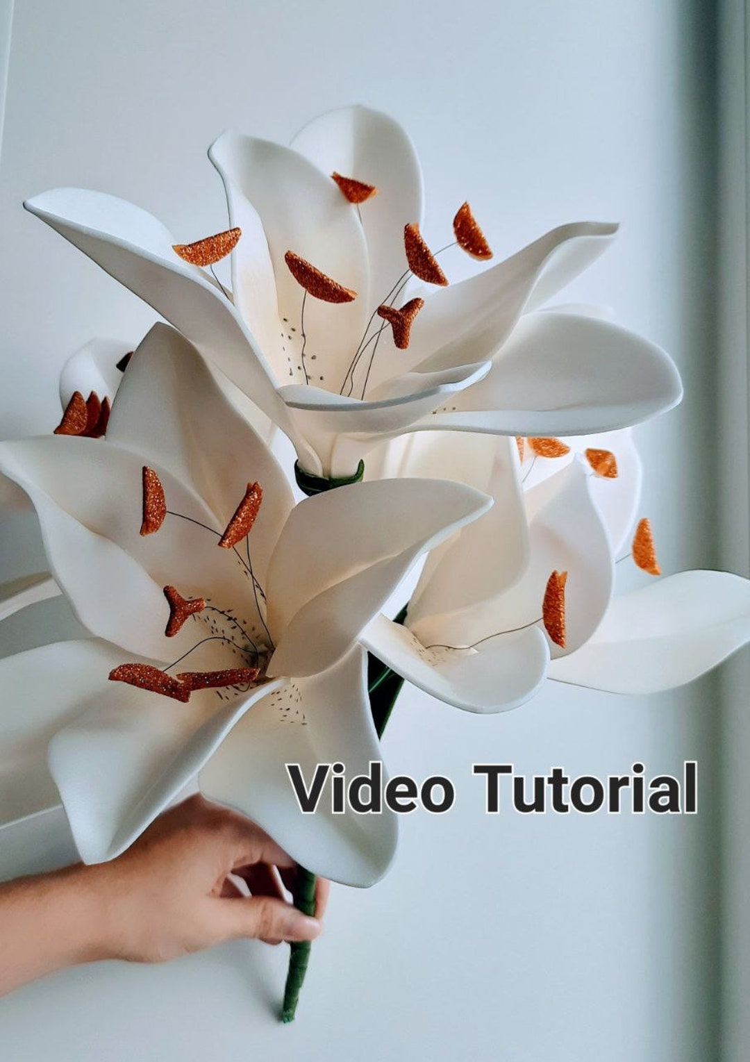 Lily Flowers Video Template DIY Paper Flower Tutorial Paper Craft Gift ...
