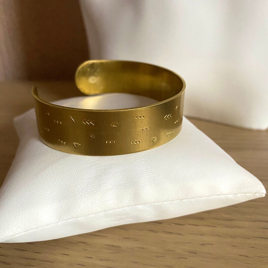 Brass Cuff With Symbols Adjustable, Unisex - Etsy UK
