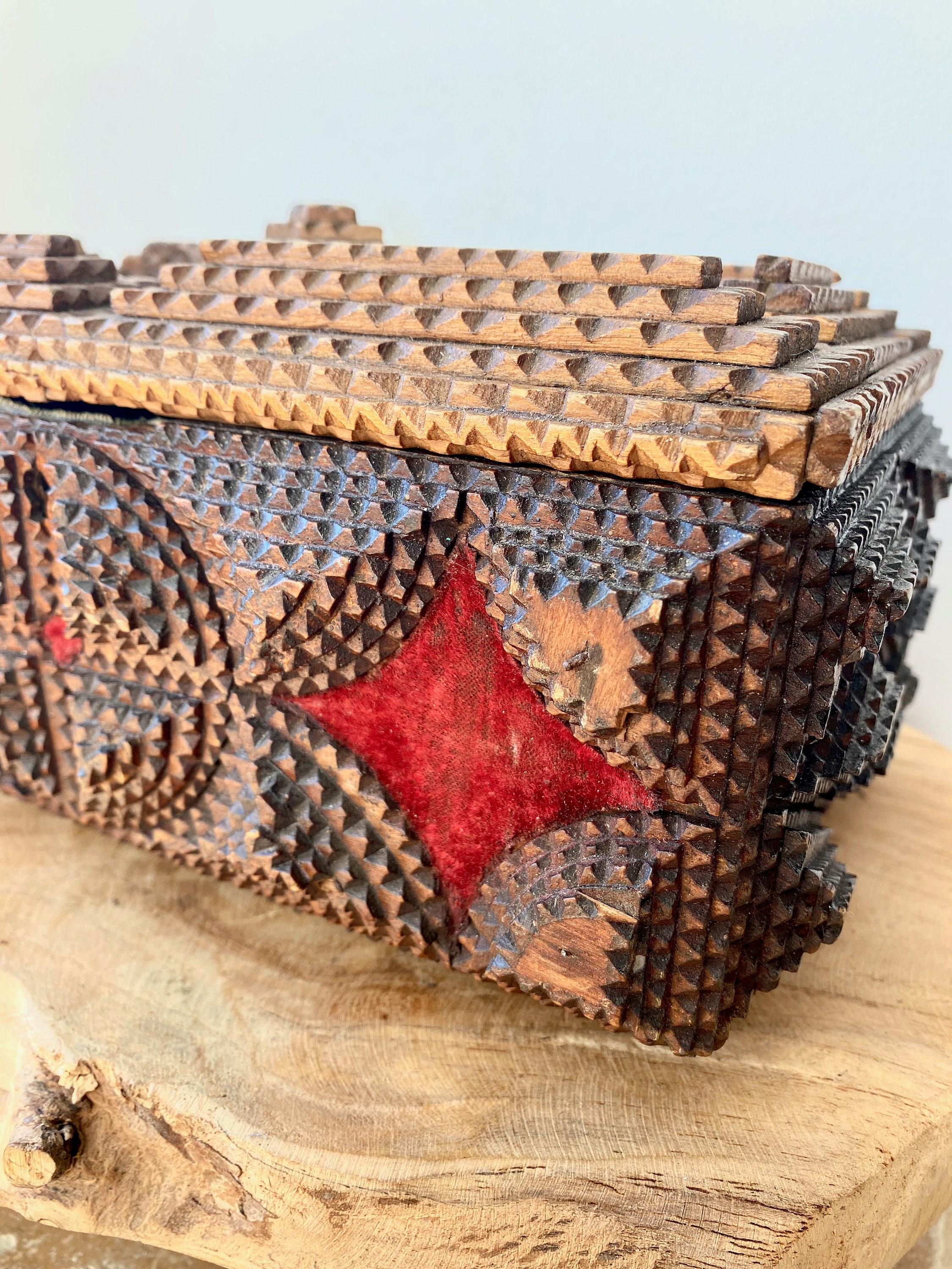 Antique Tramp Art Box - Etsy