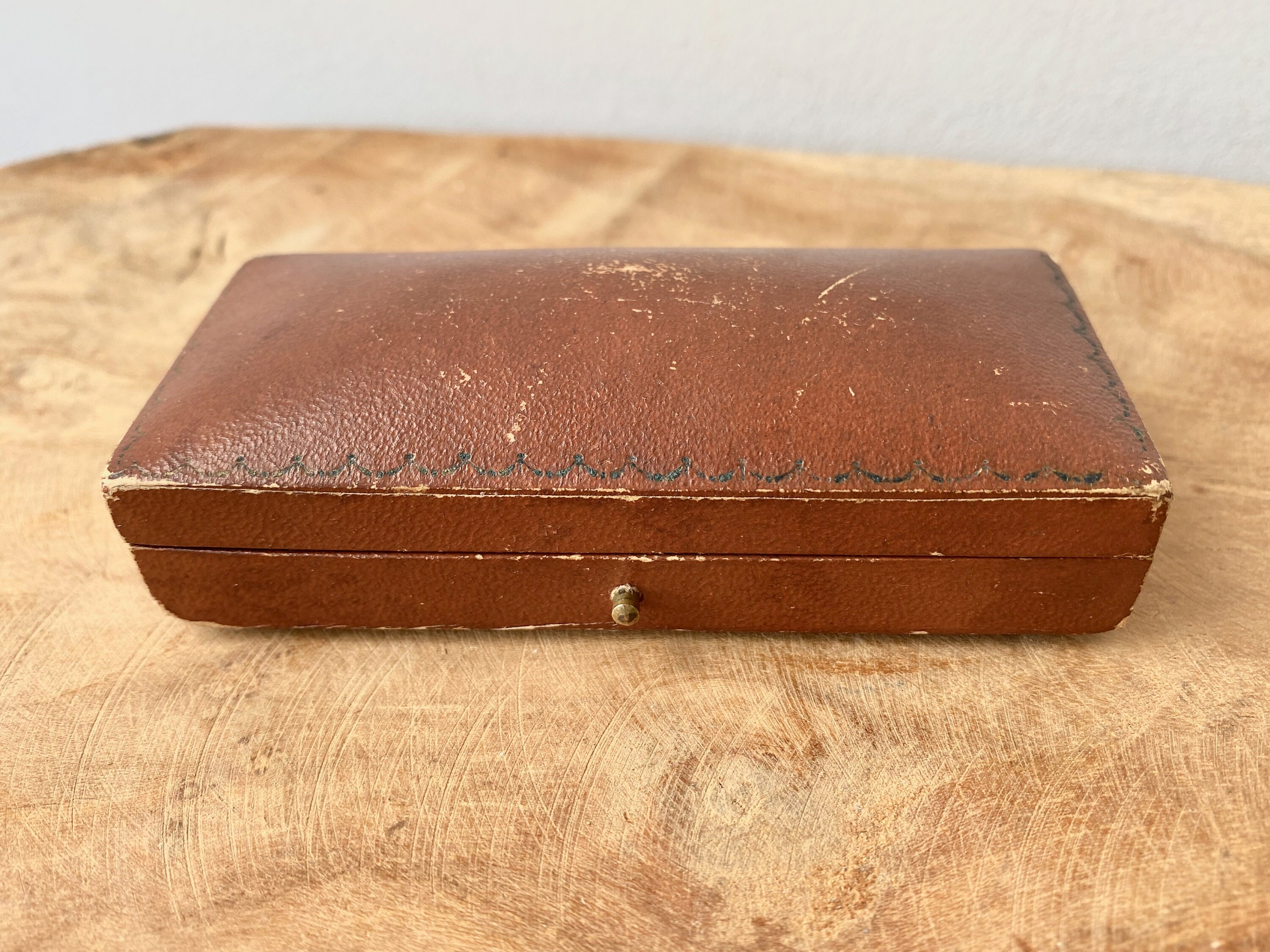 Antique English Small Box, Leather Covered Jewelry Box, Bracelet Box ...