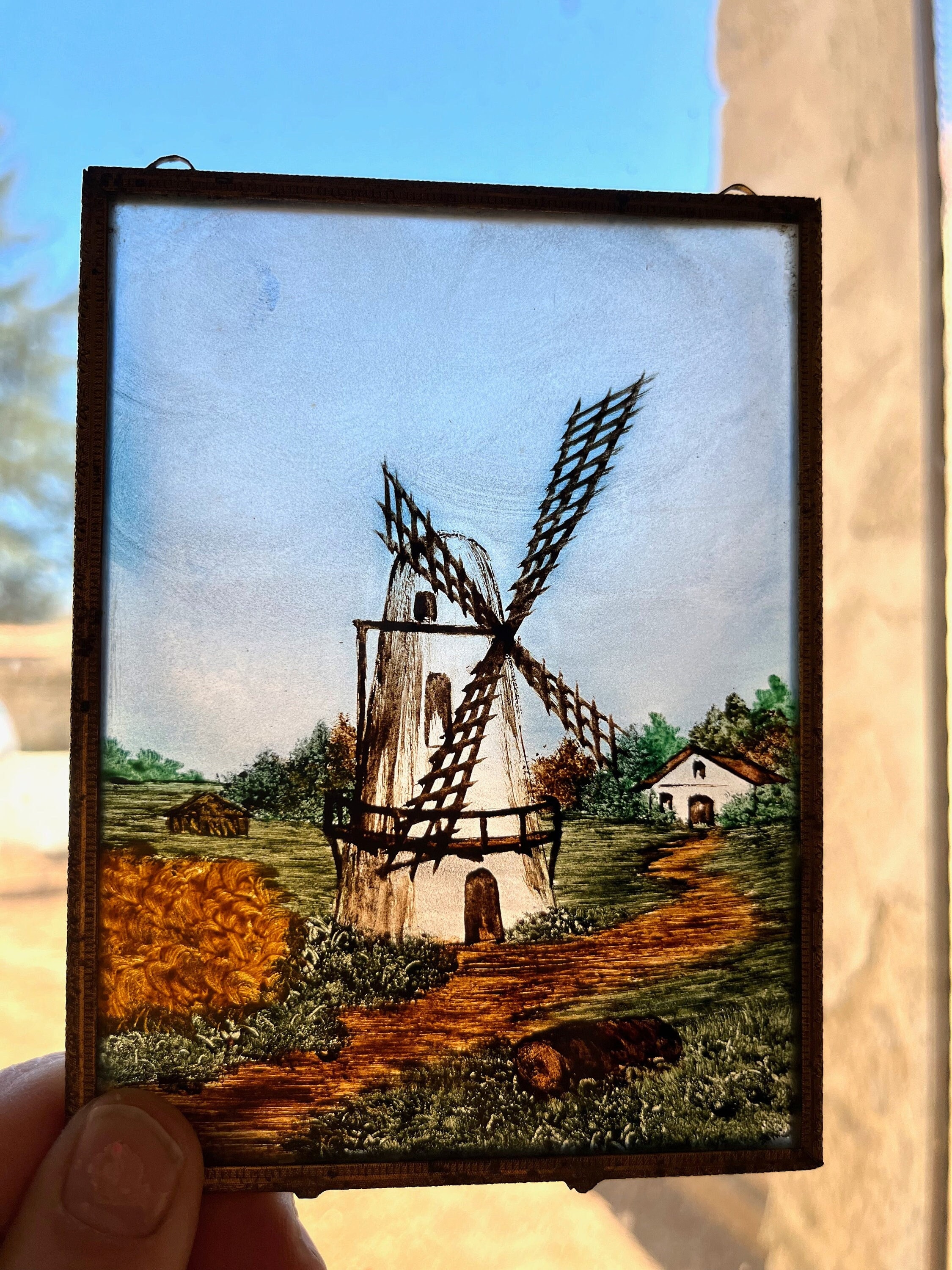 Vintage French Hand Painted Glass Frames Hanging Glass - Etsy