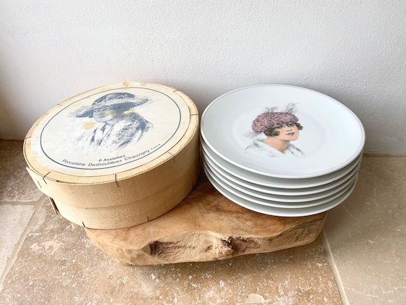 Vintage Box of Plates With Ladies Faces Collectible Plates | Etsy